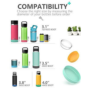 ALIENSX Protective Bottom Boot for YETI Rambler 18oz/12oz and Yeti Yonder 25oz Water Bottles, Anti-Slip Silicone Sleeve Cover, Travel Pet Bowl for Dog Cat Food Feeding, BPA Free (12/18oz, Pink)