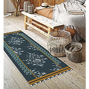 Studio M Floor Flair Hadley Hall - Pond Traditional Floral - 2 x 6 Ft Decorative Vinyl Rug - Non-Slip, Waterproof Floor Mat - Easy to Clean, Ultra Low Profile - Printed in The USA