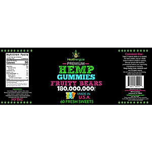 2PACK Hemp Gummies-Fresh Fruity Bears and Delicious Hemp Gummy Peach-for Sleep, Calm and Relax-Inflammation Natural Hemp Party-Made in USA