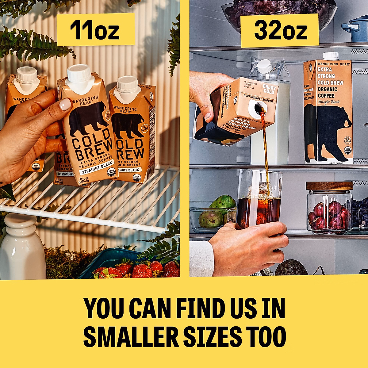 Wandering Bear Organic Caramel Cold Brew Coffee On Tap, 96 fl oz - Extra Strong, Smooth, Unsweetened, Shelf-Stable, and Ready to Drink Iced Coffee, Cold Brewed Coffee, Cold Coffee