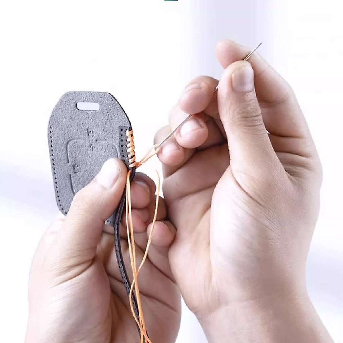 Noreyvis Alcantara Leather Key Fob Cover Protective Shell Case with Keychain Compatible for Bentley Continental GT GTC Mulsanne 2004-2016(Orange)