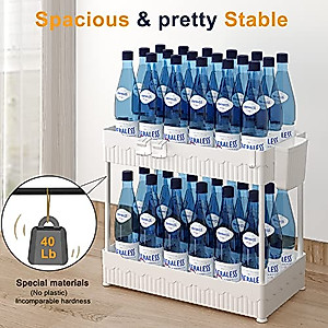 Sevenblue 2 Pack Under Sink Organizers and Storage,Under Bathroom Cabinet Organizer with Hooks Hanging Cup,Multi-Purpose Storage Shelf for Kitchen Bathroom,(White)