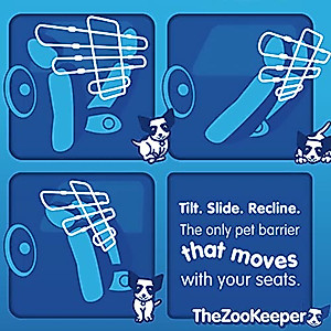 The ZooKeeper Vehicle Pet Barrier: Adjustable Universal for Cars, Trucks, SUVs – Moves with Your Vehicle Seats. Tilt. Slide. Recline. Easy Install Dog Car Gate - Strong Metal Tubing Gate Divider