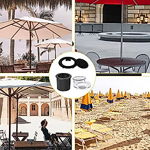 SAVITA 3pcs Umbrella Hole Ring, 3 Sizes Anti-Skidding Silicone Umbrella Hole Plug Suitable for Pool Umbrella Hole and Cap for Patio Garden Beach Table (Clear Black)