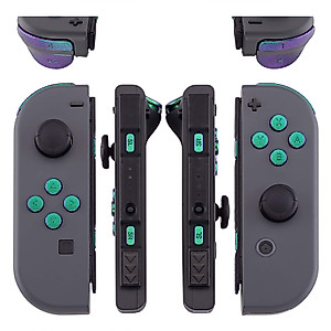 eXtremeRate DIY Full Set Buttons for Nintendo Switch & Switch OLED, Replacement Button for JoyCon, ABXY Direction Keys SR SL L R ZR ZL + - Home Capture Trigger Buttons Springs - Chameleon Green Purple