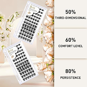 Lash Clusters B09 DIY Lash Extensions 72 Clusters Lashes D Curl Individual Lashes Wisps at Home (B09,D-14mm)