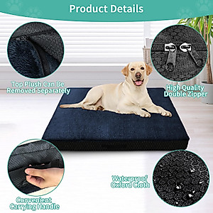 COSHNIBI Dog Bed Covers Replacement Washable,Waterproof Bed Covers Soft Plush Replacement with Zipper & Removable for Dog/Cat 36''Lx27''Wx4''H-Navy Blue