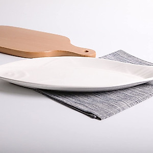 Cabilock Ceramic Fish Platter Food Trays Oval Dinner Plate Appetizer Serving Tray Snack Storage Dish for Kitchen Home Sushi Cheese Dessert White