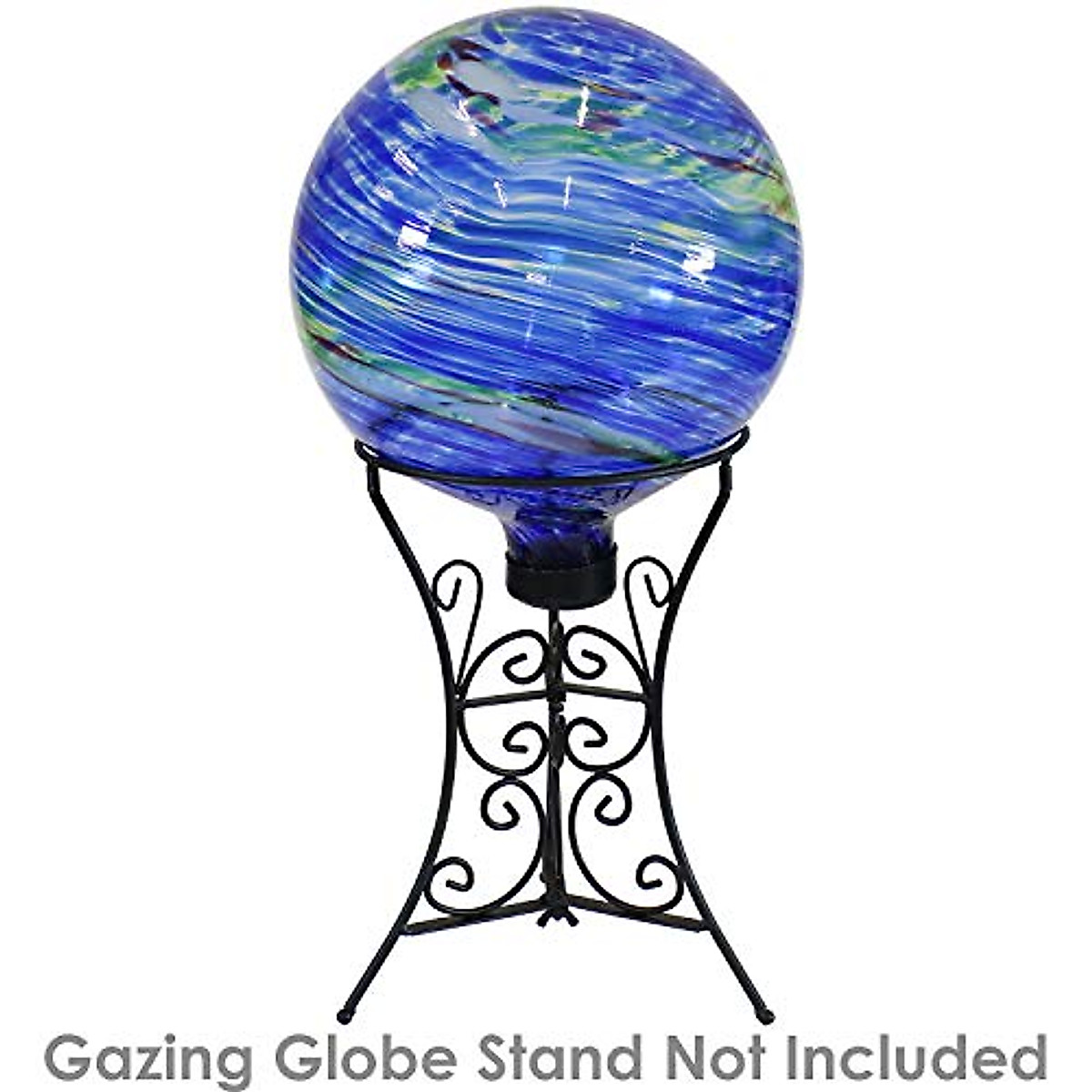 Sunnydaze 10-Inch Glass Outdoor Gazing Globe - Reflective Ball Yard Ornament for Patio or Lawn - Northern Lights