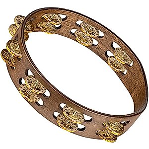 Meinl Percussion TA2V-WB 10-Inch Vintage Wood Tambourine with Double Row Hammered Brass Jingles