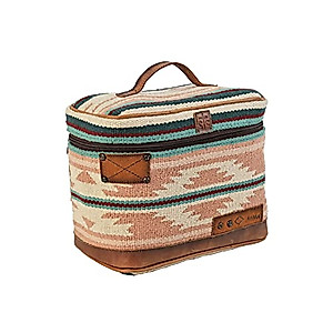STS Ranchwear Palomino Serape Train Case, Durable Compact Travel Zipper Handbag with Leather Accents