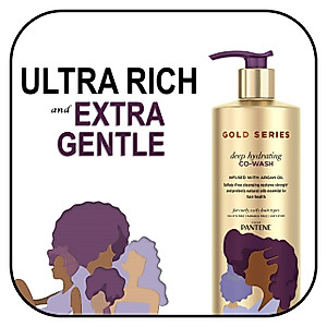 Pantene Gold Series from Sulfate Free Deep Hydrating with Argan Oil for Curly Coily Hair, Co-Wash, 15.2 Fl Oz (Packaging May Vary)
