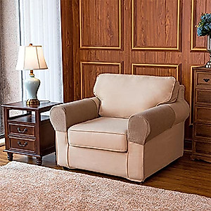 ZHOUZHOU Stretch Sofa Armrest Covers Lengthen Spandex Jacquard Arm Covers for Chairs Sofas Furniture Armrest Protector Set of 2 Recliner Armchair Slipcovers,Light Green