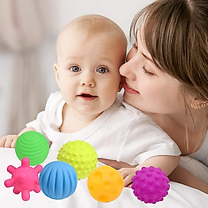 ROHSCE Sensory Ball for Babies 6 to 12 Months, Baby Balls for Toddlers 1-3 Massage Stress Relief, Textured Multi Sensory Balls Gift Sets, Montessori Sensory Toys 6 Spikey Squeeze Ball for Infant Kids