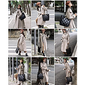 Nacolulu Quilted Handbag,Wallet Bag Shoulder Bag Top Handle Satchel Purse,Lightweight Quilted Tote Purse (Black)