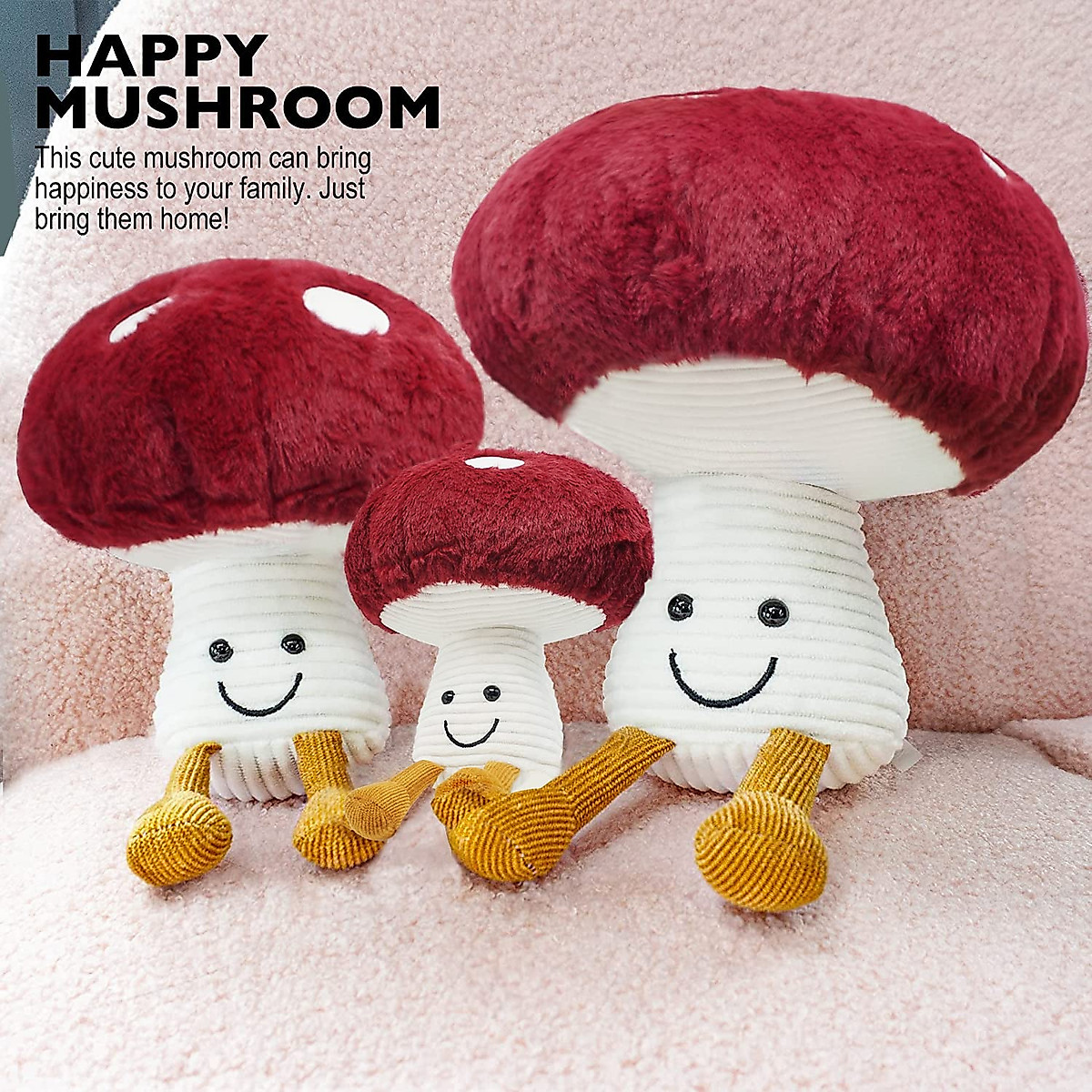 Onsoyours Mushroom Plush 8 Inch, Cute Stuffed Funny Mushroom Plush Pillow for Kids or Home Decorations Plush Toys (Red Mushroom, Small)