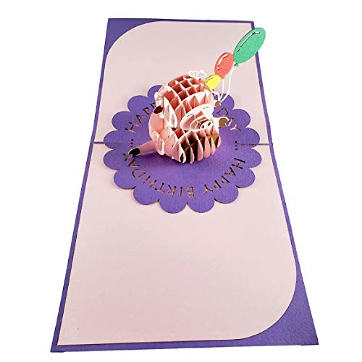 iGifts And Cards Cute Happy Pig Balloons Birthday 3D Pop Up Greeting Card - Awesome, Fun, Cool, Best Wishes, Unique, Funny, Celebration, Son, Daughter, Best Friend, BFF, Congratulations, Wow