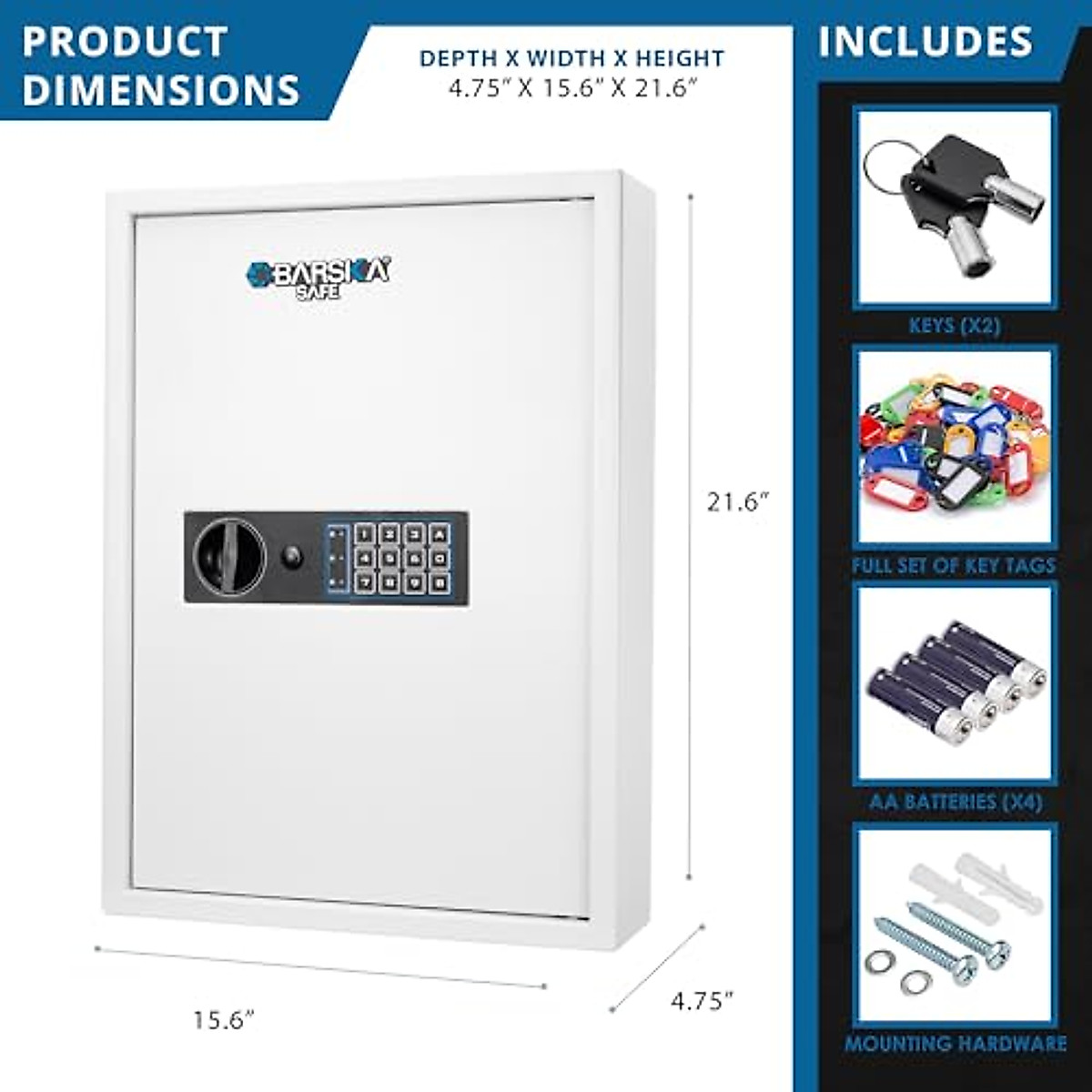 Barska Digital Electronic Keypad Lock Wall Mount Key Cabinet Safe - Ideal for Home Hotels Schools & Businesses