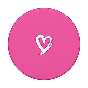 White Minimalist Heart Pink PopSockets Swappable PopGrip