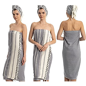 DEMMEX Ultra Soft Turkish Bath and Beach Towel - 100% Organic Cotton, Lightweight Quick-Dry Peshtemal, Prewashed, Diamond Weave, Oeko-TEX Certified, 71x36 - Luxury Beach, Spa, Bathroom Use, Dark Gray