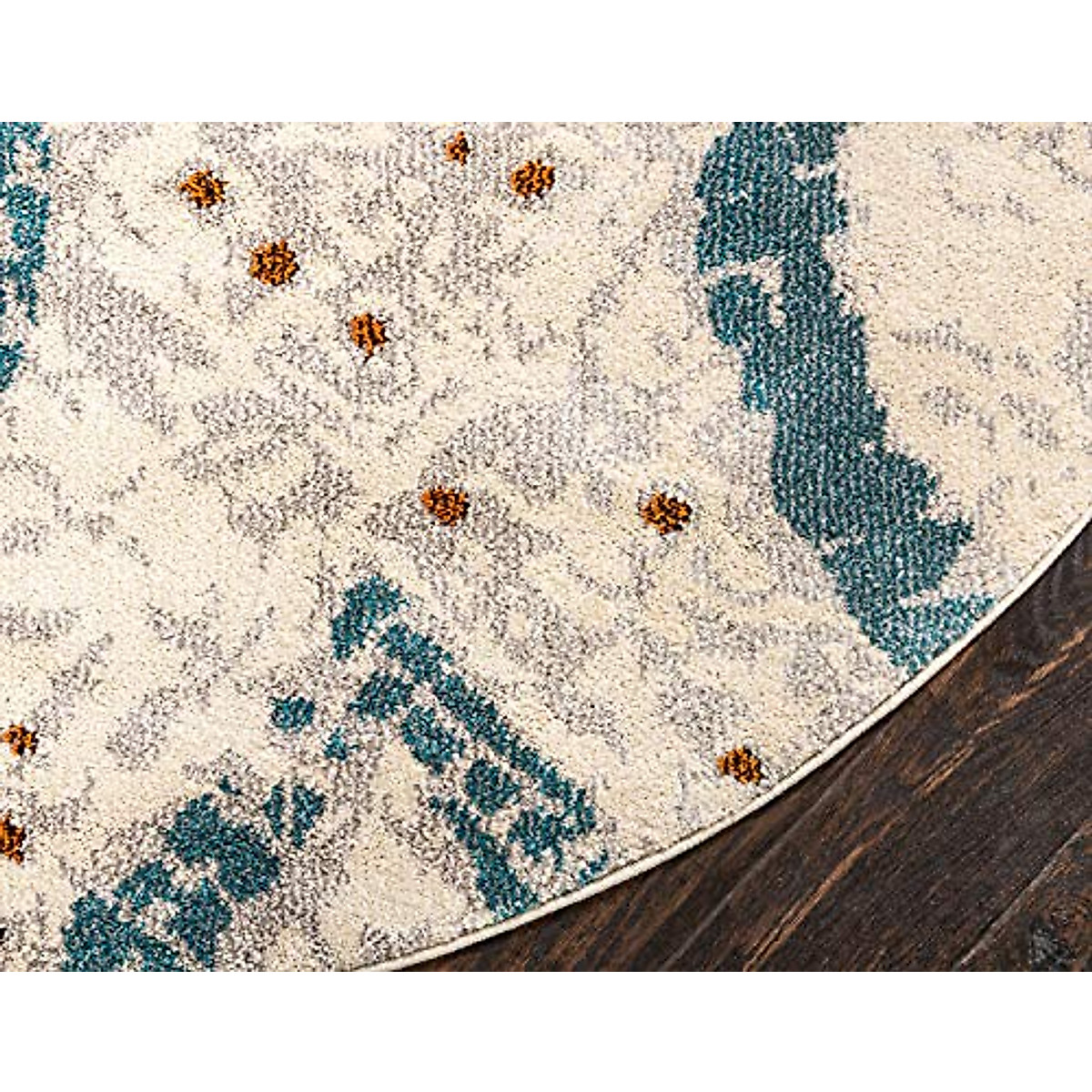 Unique Loom Estrella Collection Modern Abstract Cream Round Rug (8' 0 x 8' 0)