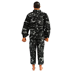 EBCO 2Pcs 1/6 Scale Tiger Strip Camo Military & Woodland Camouflage Suit for 12" Male Military Action Figure Body