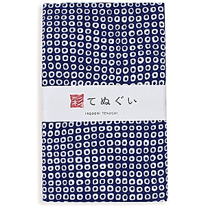 KOMESICHI irodori Japanese Traditional Towel Tenugui Japan Pattern B with Fray Prevention Processing Set of 3 with Tenugui Iroha (English Manual)