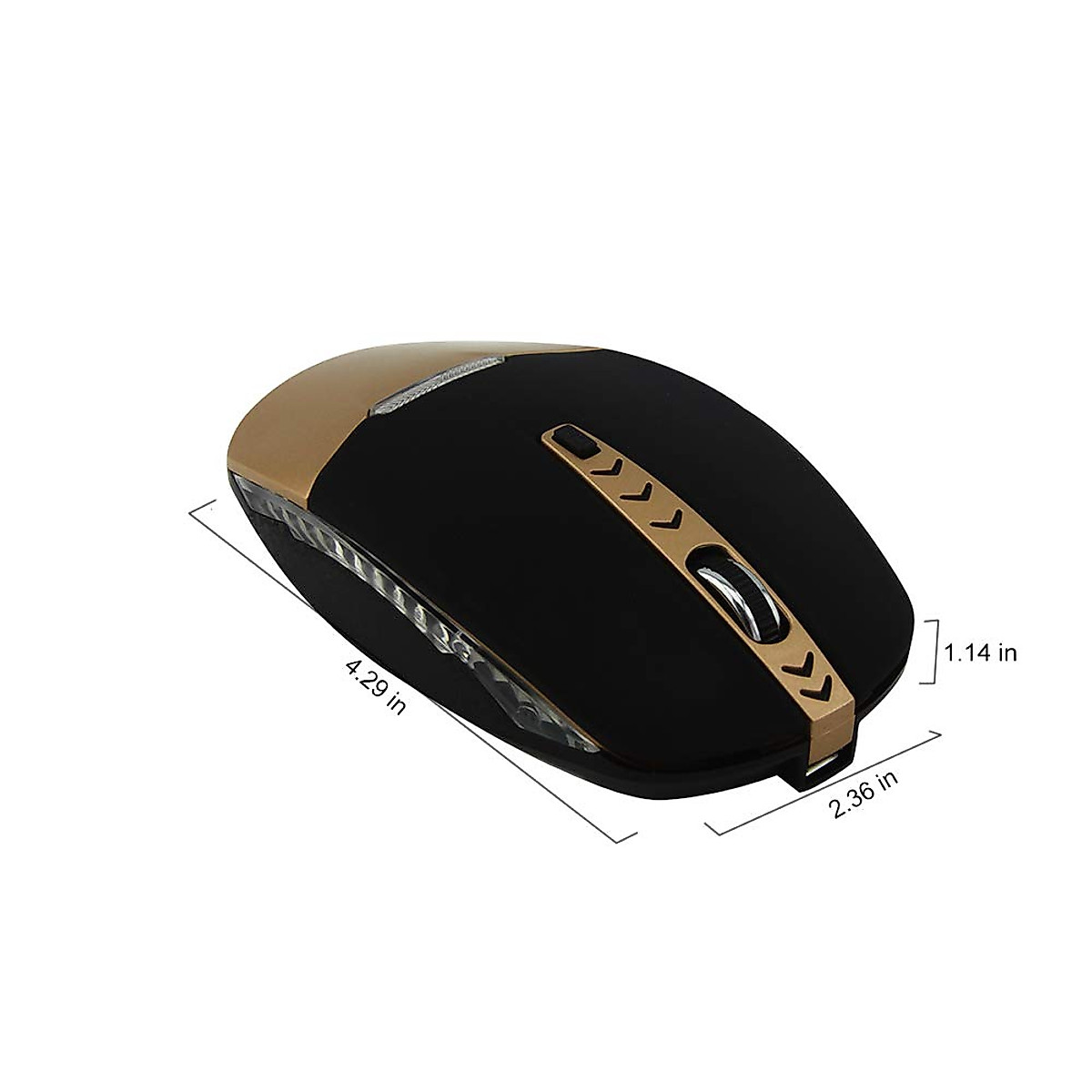 Bluetooth Wireless Mouse,Dual Mode Bluetooth 4.0 Mouse 2.4G Optical Mouse with USB Receiver,Rechargeable 4 Adjustable 1600 DPI for Small Hand,PC, Laptop, Windows, Android, OS System(Black and Gold)