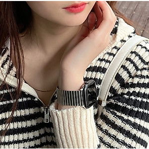 Designed specifically for Apple Watch Ultra 2 49mm Stretchable Elastic Sport Metal bands Compatible with Apple Watch Ultra 49mm Smart Watch stainless steel expansion watchband Silvery