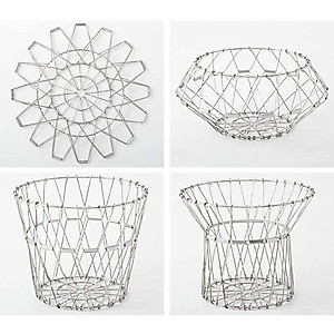 G&D GD Fruit Basket Stainless Steel Wire Fruit Bowl Vegetables Kitchen Utensil Holder Fruit Bowl Foldable Vegetable Tray Deformable Wire Fruit Basket and Serving Multipurpose for kitchen Living room
