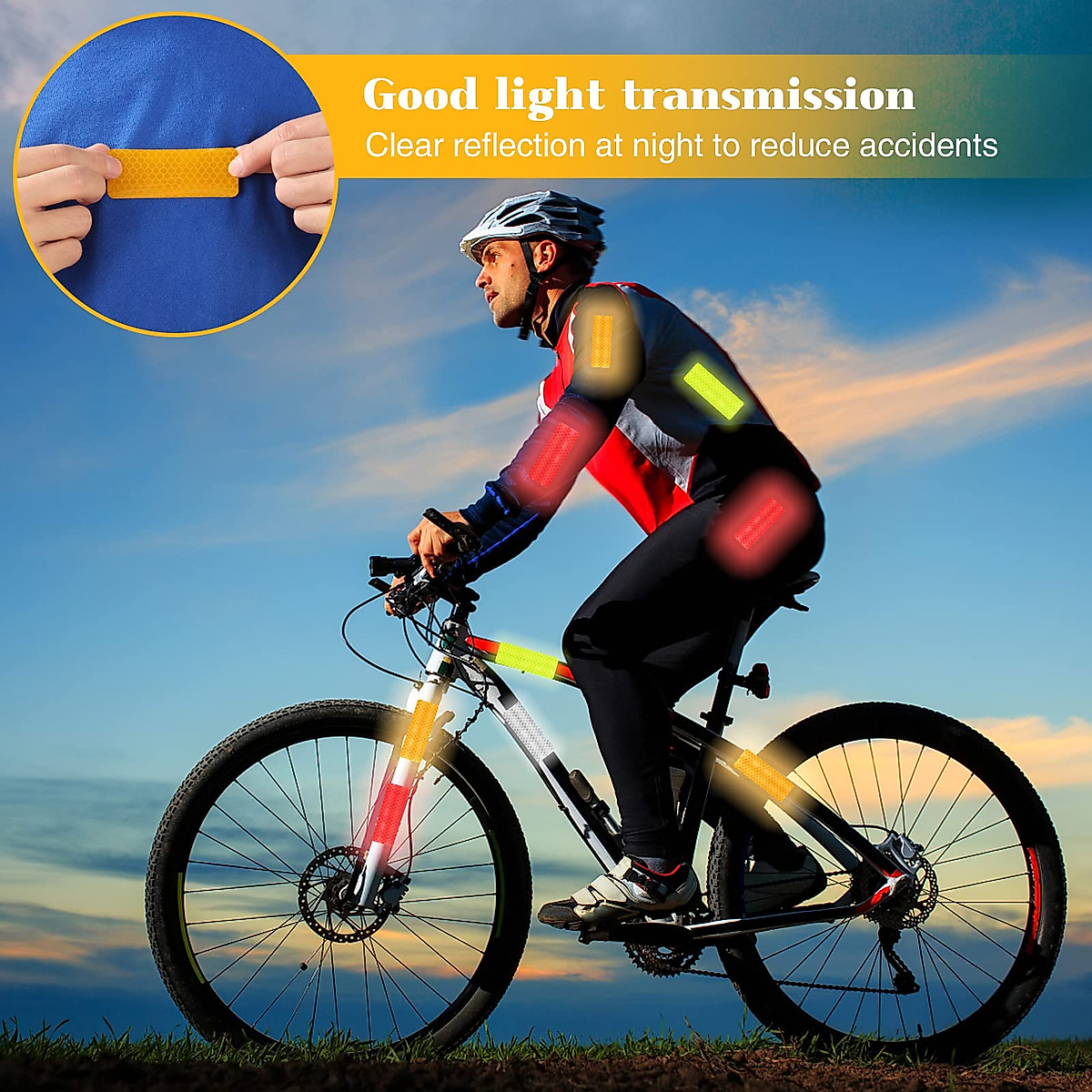 Pimoys 40 Pcs Reflective Tape, Reflector Tape Waterproof Reflective Stickers Night Visibility Dot Reflective Tape for Trailers Bikes Clothing Helmet Road Signs (1.2×3.2 Inch)