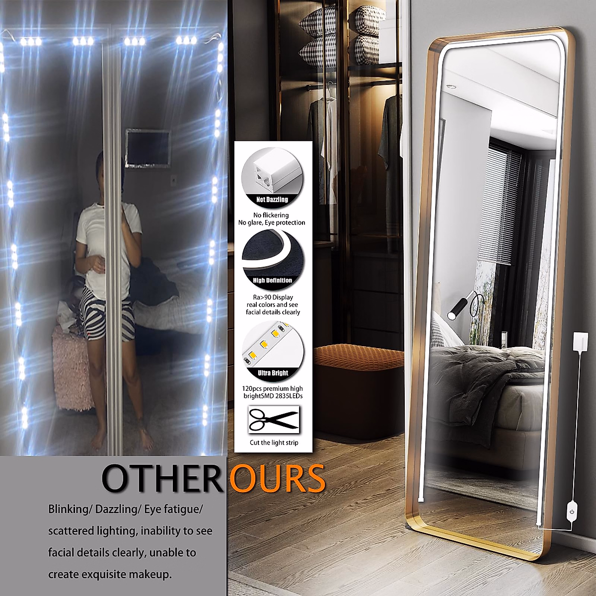 Blikshin LED Vanity Lights for Mirror, Lights for Body Mirror, 10FT/Ultra Bright/Dimmable/360LEDs/ELT 12V, for Bathroom Mirror/Dressing Mirror/Full Body Mirror