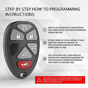 Car Key Fob Keyless Entry Remote fits 2007-2014 Chevy Tahoe Suburban, 2007-2014 GMC Yukon, Cadillac Escalade OUC60270, OUC60221, Set of 2