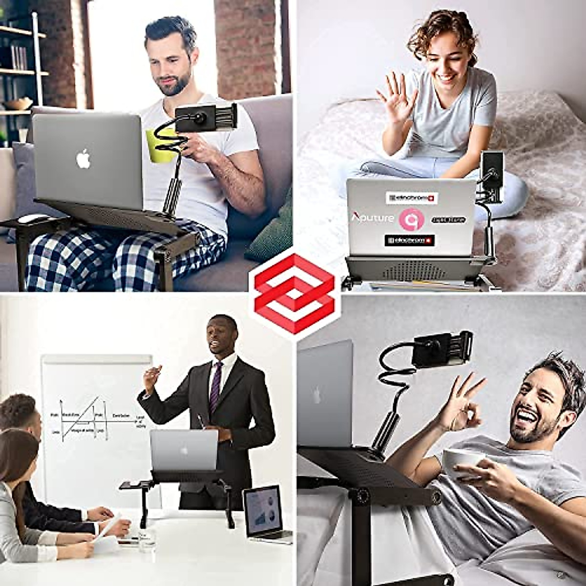 DZHJKIO Laptop Stand for Bed- Portable Laptop Table -Folding Laptop Table - Laptop Stand Adjustable Height with Phone Holder and Mouse Pad Ergonomic Laptop Desk for Couch Computer Riser by Erosso