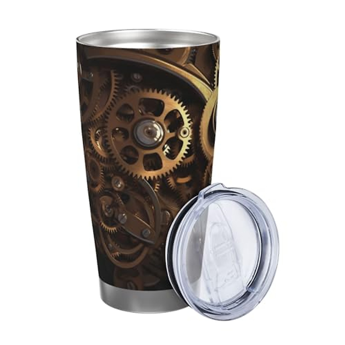 quopvn Cool Steampunk Gears Print 20oz Car Cup Ps Material Lid, Perfect For Hot & Cold Drinks