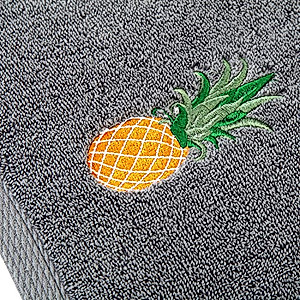 2 Pack Flamingo Pineapple Hand Towels 100% Cotton Embroidered Premium Luxury Summer Decor Bathroom Decorative Dish Towels Set for Drying, Cleaning, Cooking, Holiday Towels Gift Set 13.4'' x 29.1''