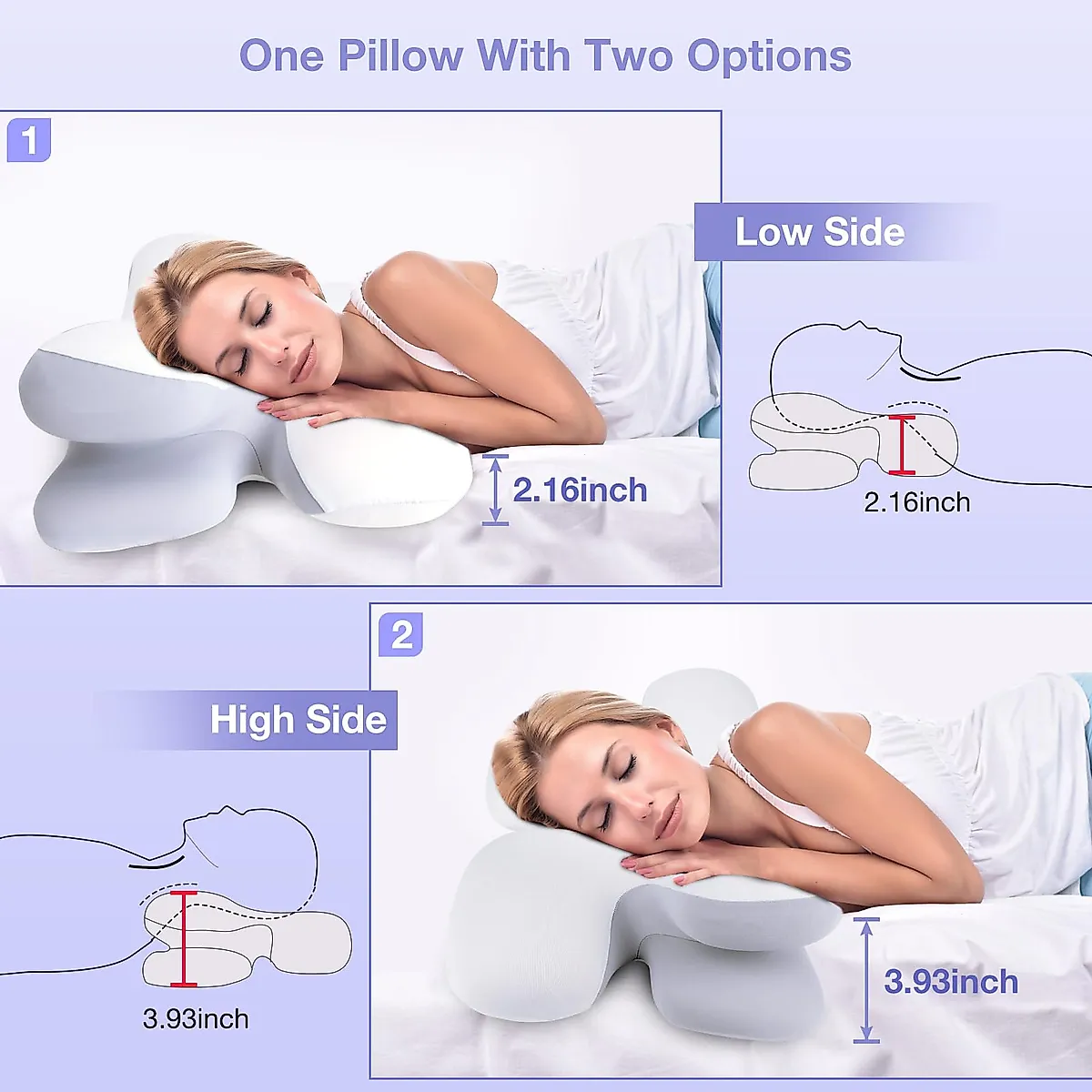 QIYVLOS Cervical Neck Pillow for Neck and Shoulder Pain Relief, Ergonomic Contour Orthopedic Neck Support Pillow for Side,Back & Stomach Sleepers, Memory Foam Neck Pillows with Soft Cooling Pillowcase