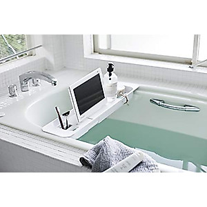 Yamazaki Home Tower Expandable Bathtub Caddy – Bathroom Tray Table Holder., White