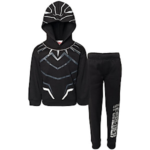 Marvel Avengers Black Panther Little Boys Fleece Athletic Pullover Hoodie and Pants Outfit Set 7-8