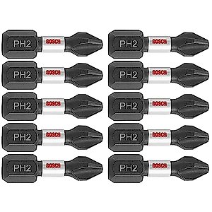 BOSCH ITPH21B 10-Pack 1 In. Phillips #2 Impact Tough Screwdriving Insert Bits