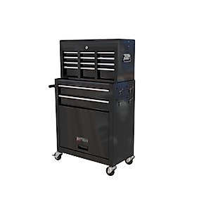 8 Drawer Rolling Tool Chest with Wheels, High Capacity Tool Storage Cabinet & Tool Box Cart, Lockable Rolling Tool Chest with Drawers, Toolbox Organizer for Garage Warehouse Workshop - Black
