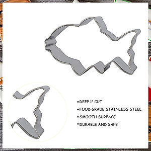 Gone Fishing Cookie Cutter Set with Stainless Steel Sports Jersey, Fish, Candy Cane, Fishing Bobber for Fisherman Fishing Themed Party Supplies