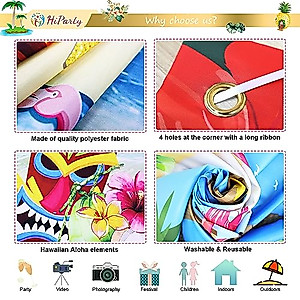 HiParty Hawaiian Luau Party Decorations - Aloha Luau Backdrop for Birthday Party Supplies Summer Beach Banner Background for Musical Tropical Tiki Hawaii Themed Party Decoration 71 x 44 Inch