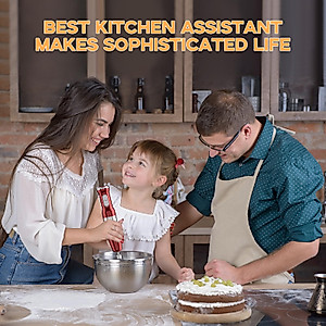 Keylitos 5 in 1 Immersion Hand Blender Mixer, [Upgraded] 1000W Handheld Stick Blender with 600ML Chopper, 800ML Beaker, Whisk and Milk Frother for Smoothie, Baby Food, Sauces Red,Puree, Soup (Red)