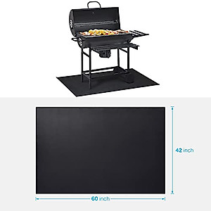 Cvtayn Large Under Grill Mat 60 ×42 Inch for Outdoor Charcoal, Smokers, Gas Grills, Deck and Patio Protective Mats, Fireproof Grill Pads, Indoor Fireplace Mat Prevents Ember Damage Wood Floor