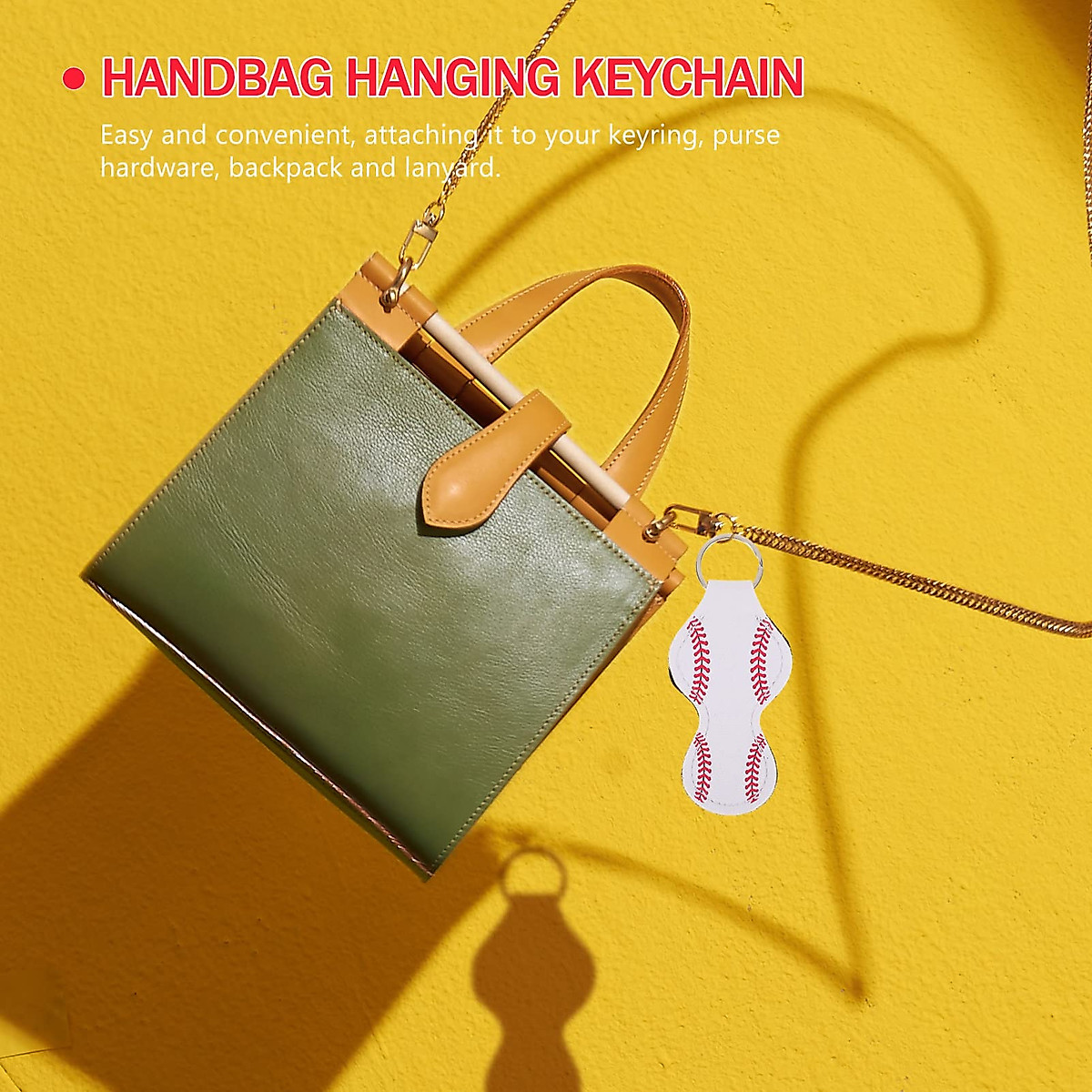 Lurrose 10Pcs Lipstick Holder Neoprene Key Chain Baseball Design Lip Gloss Balm Case Portable Key Holder Hanging Pendants