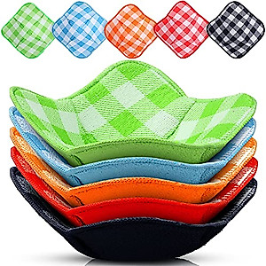 Hot Bowl Holder Microwave Safe Bowl Cozies Multipurpose Soup Bowl Holder Hot Heat Proof Plate Holder to Prevent Hand from Heat and Maintain Food Warm(Red, Blue, Green, Yellow, Black,5 Pieces)