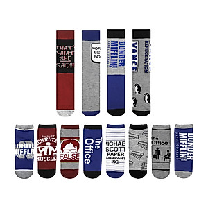 Bioworld The Office TV Show 12 Days Of Socks Dunder Mifflin Advent Calendar Set (Mens shoe size 8-12)