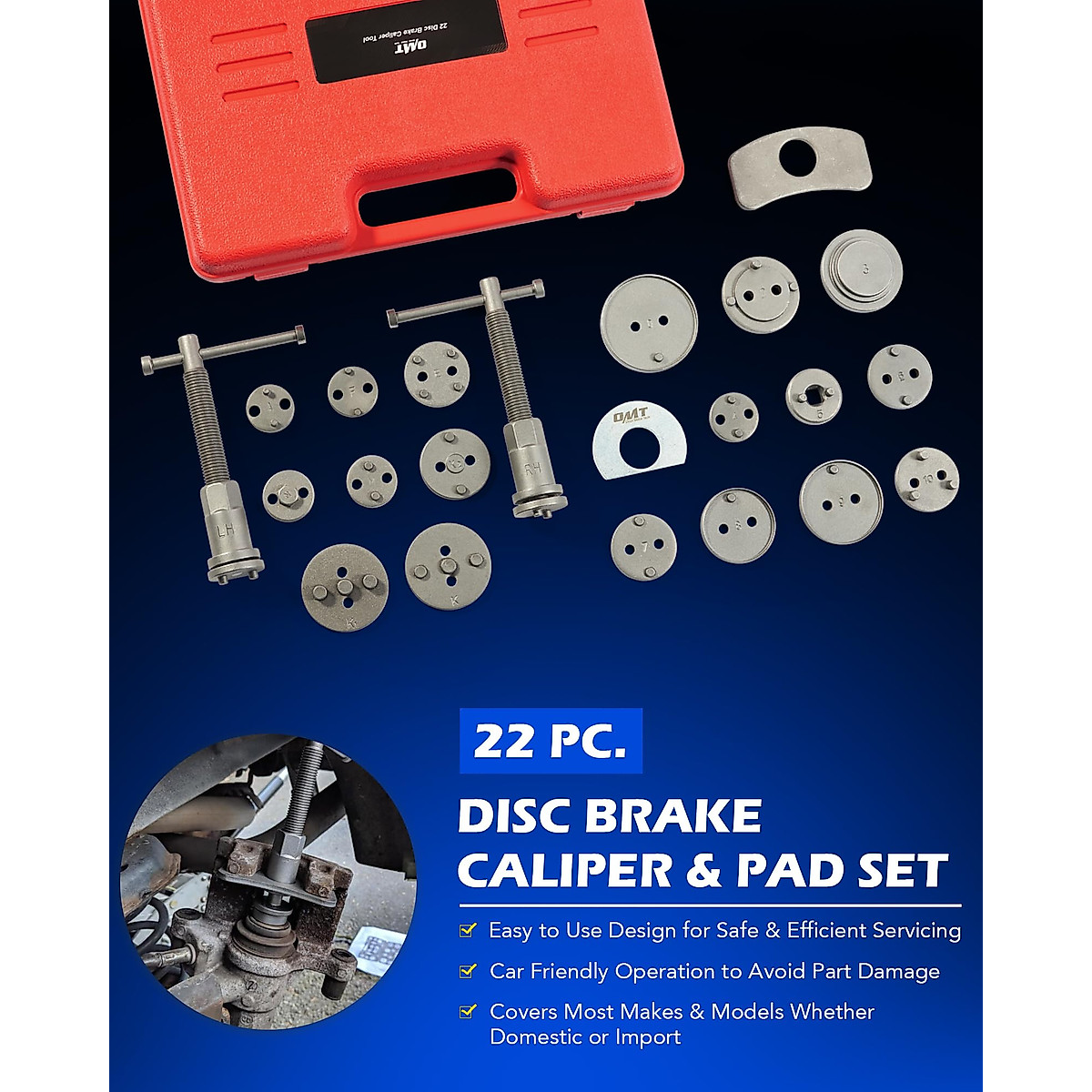 Orion Motor Tech 32pc Dual Brake Tools, 2 in 1 Caliper Compression Tool and Drum Brake Tool Kit, Brake Caliper Tool Kit and Drum Brake Tool with Brake Spring Tool Compressor Pliers Installer Remover