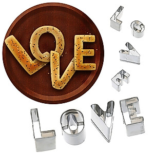 HUAFA Alphabet & Number Cookie Cutters Sets of 35 Pieces Mold Tools for Fondant Biscuit, Cake, Fruit, Vegetables, or Dough Stainless Steel